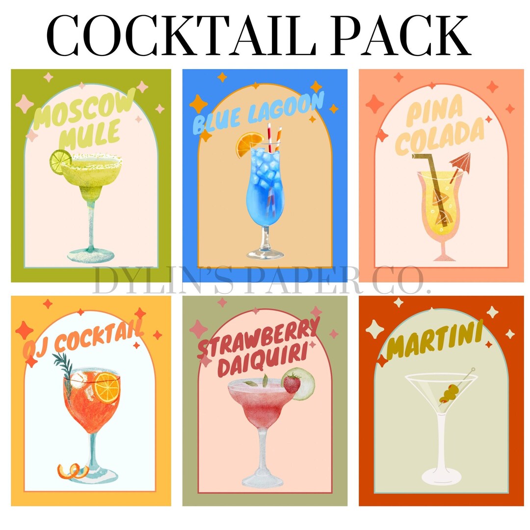 Cocktail Pack 6 Images | JPG Print | Instant Download | - Etsy