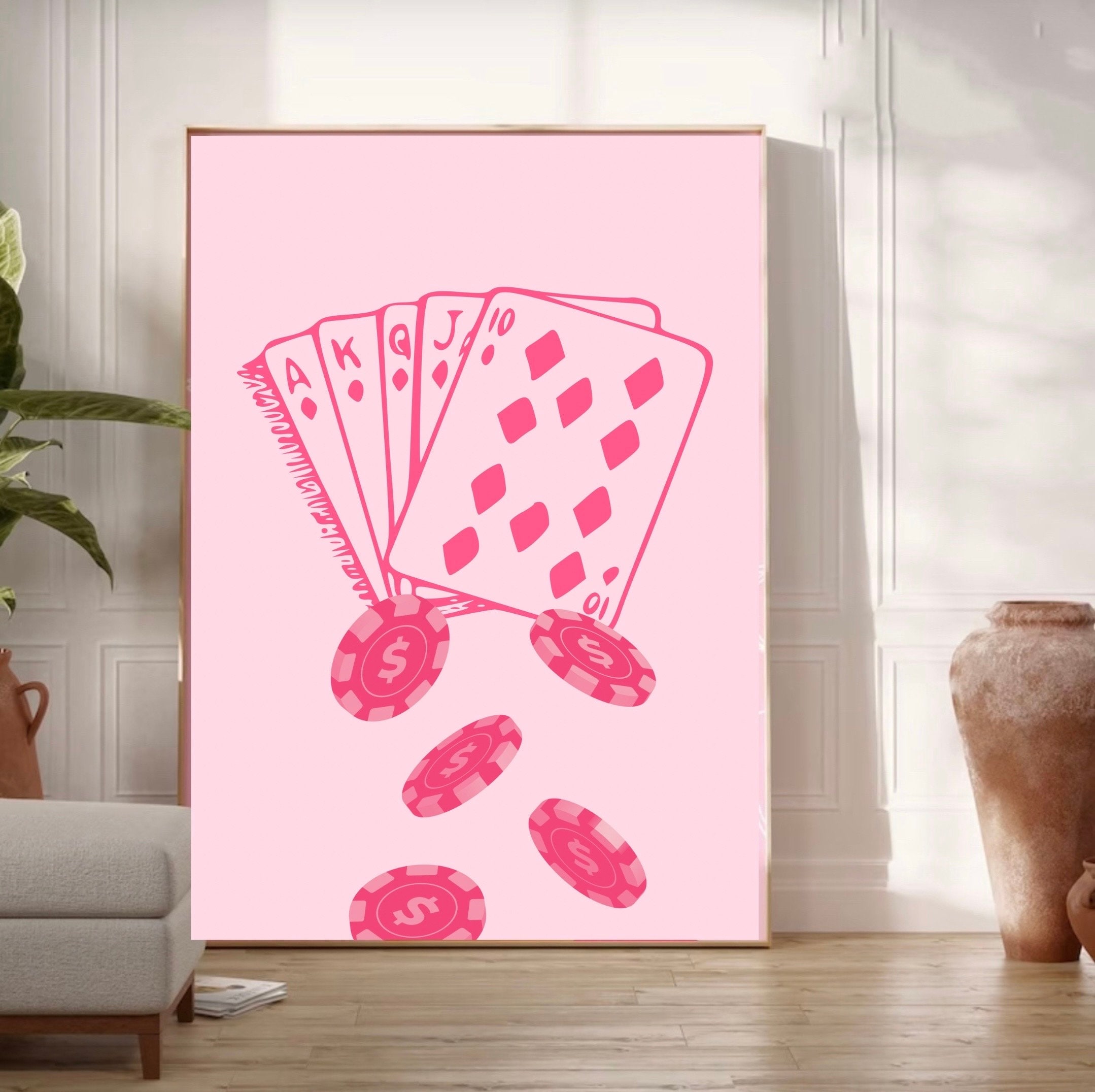 Pink Cards & Chips | JPG Print | Instant Download | - Etsy