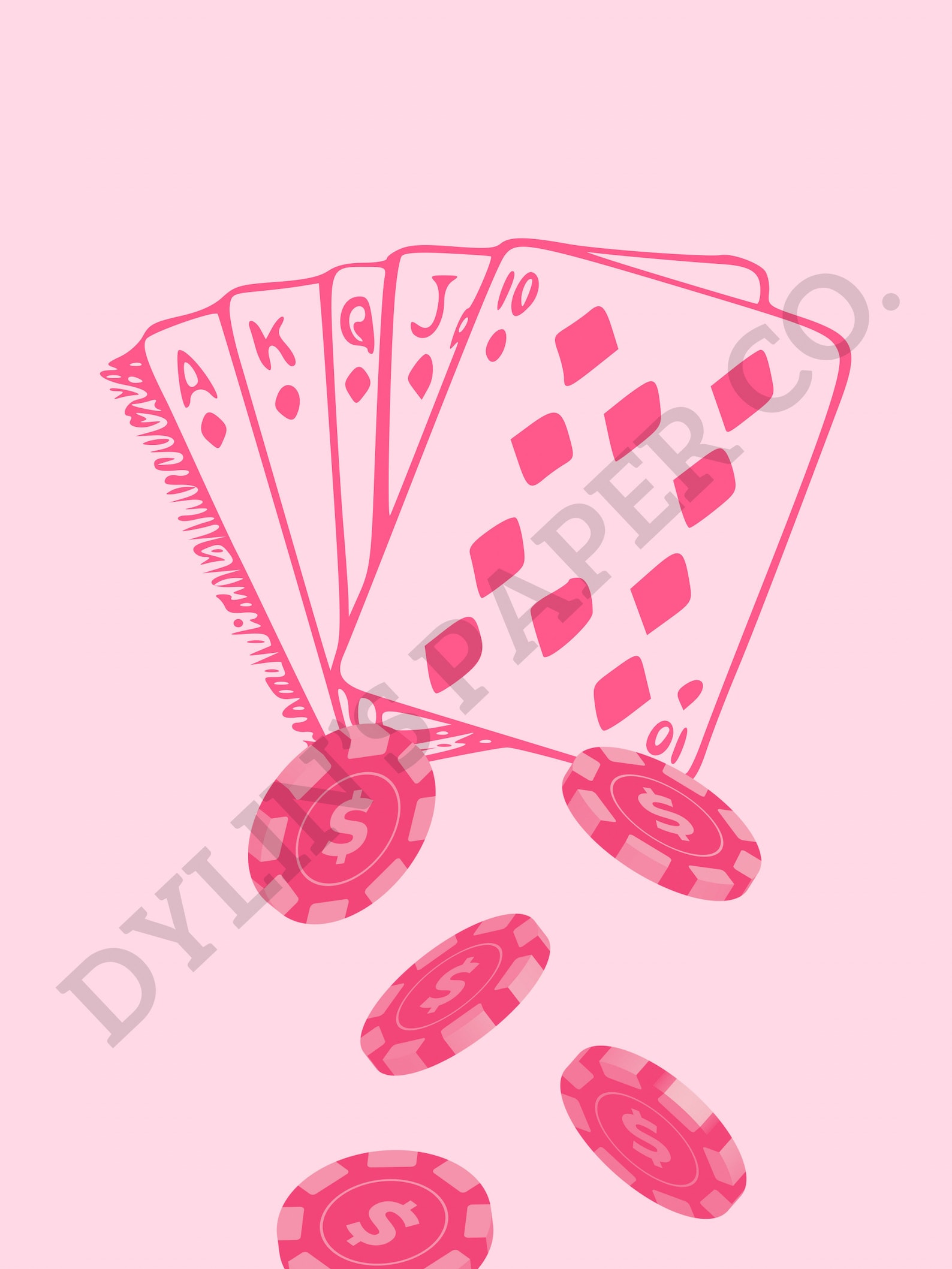 Pink Cards & Chips | JPG Print | Instant Download | - Etsy