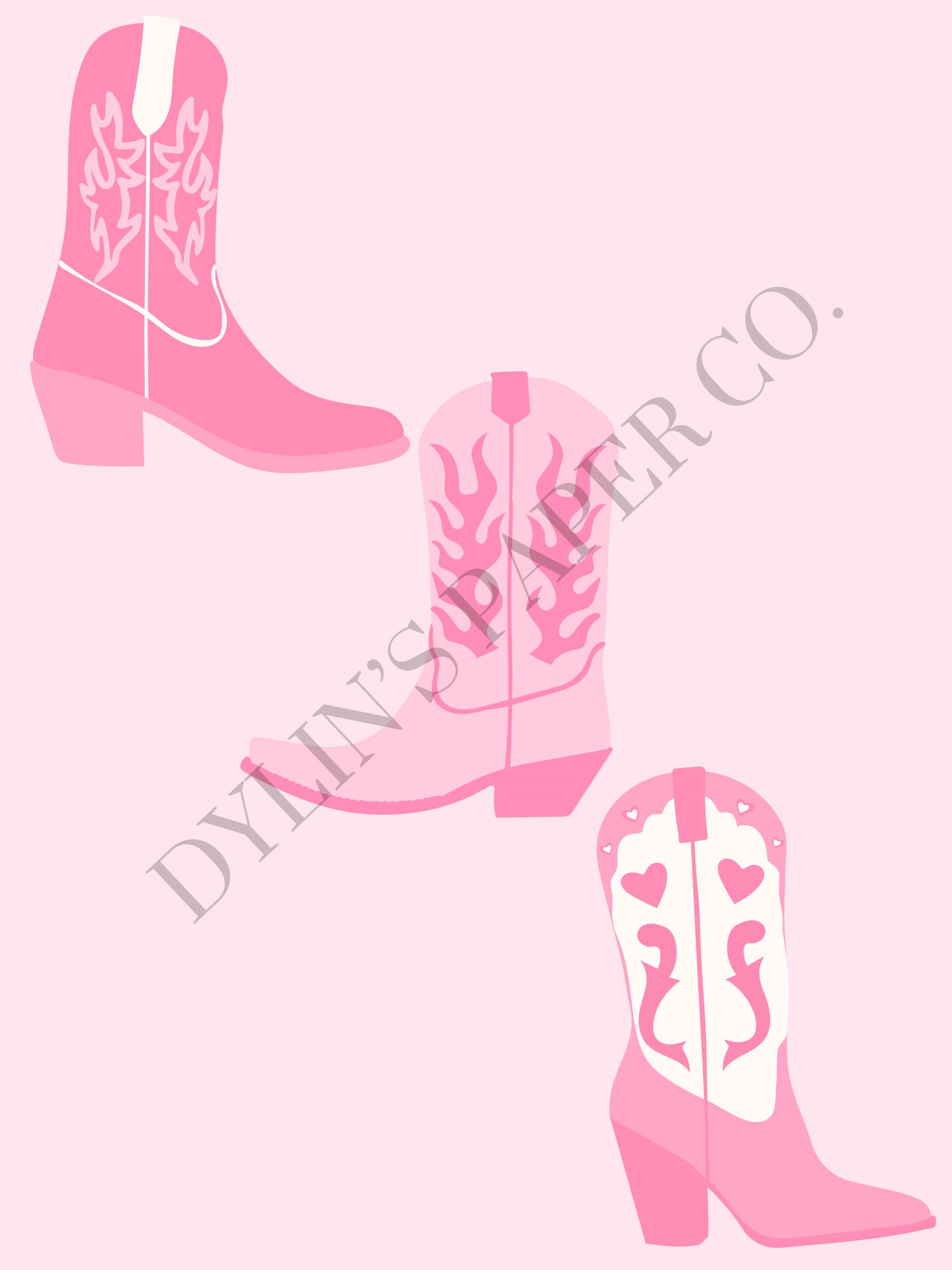Pink Cowgirl Boots | JPG Print | Instant Download | - Etsy