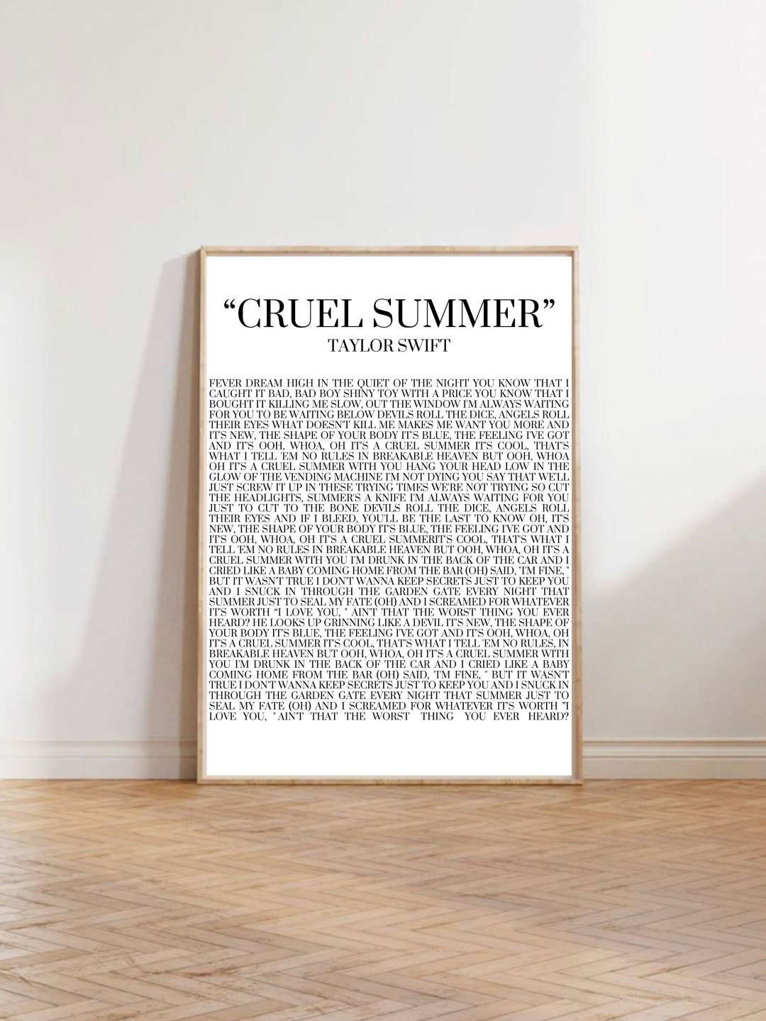 Taylor Swift Song Design Cruel Summer JPG Print Instant Download - Etsy