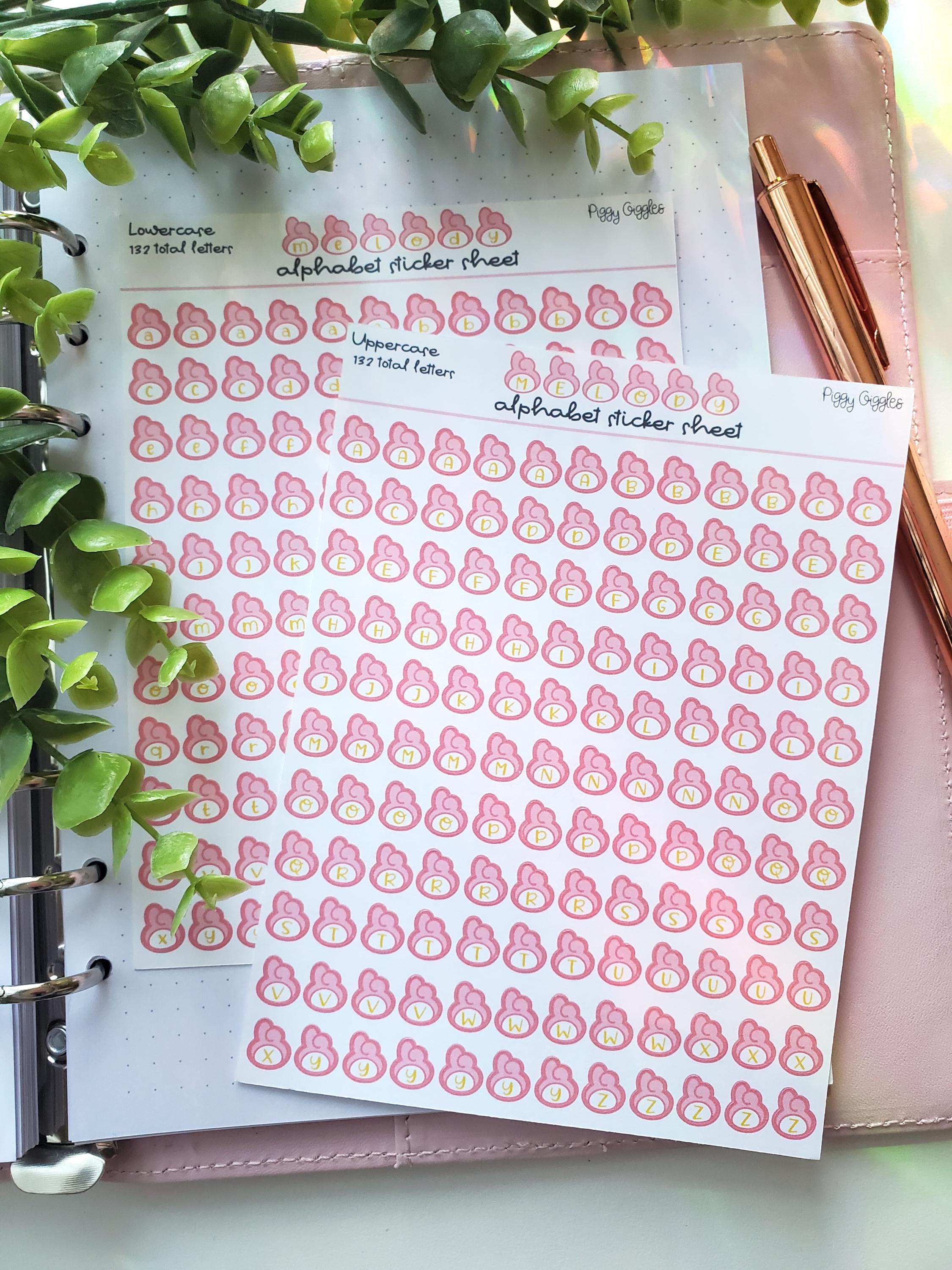 Sanrio Inspired Full Set Bundle Alphabet Letters Sticker Sheet for Bujo ...