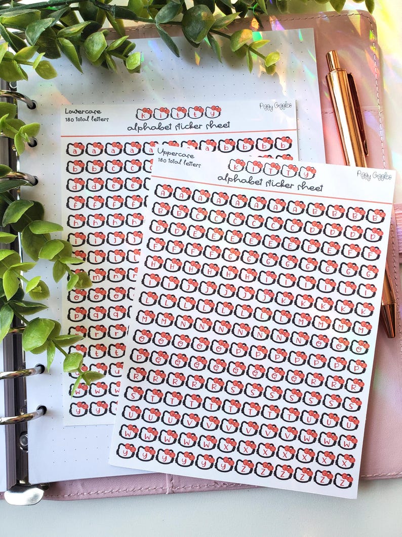 Sanrio Inspired Kitty Alphabet Letters Sticker Sheet for Bujo Planner ...