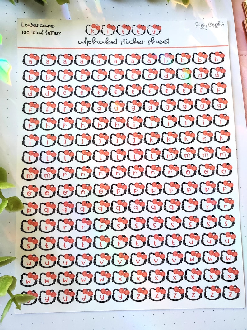 Sanrio Inspired Kitty Alphabet Letters Sticker Sheet for Bujo Planner ...