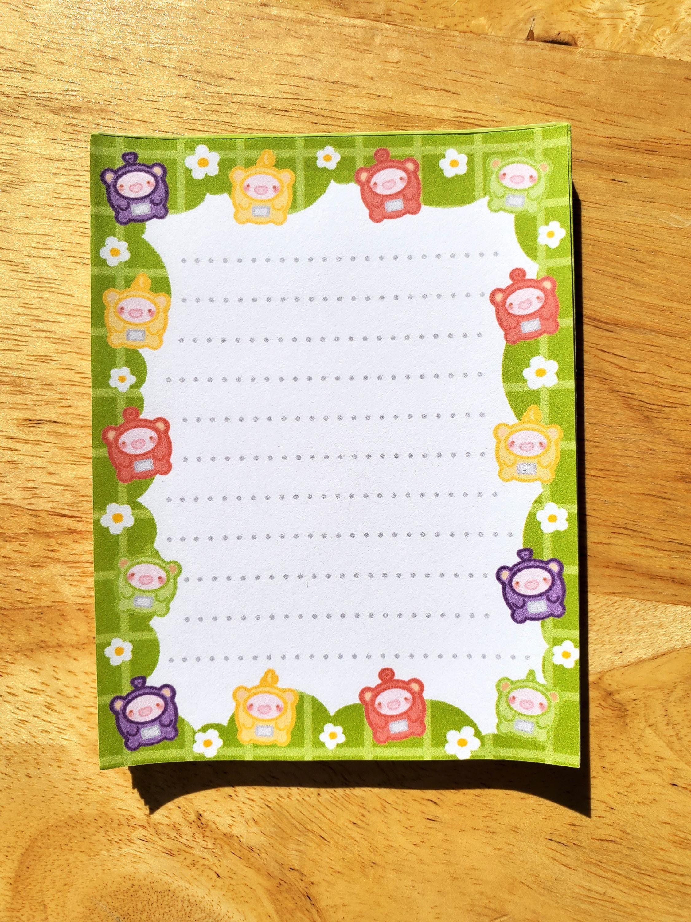 Cute Piggy Tubbies and Grass Border Memo Pad (nonstick), Notepad ...