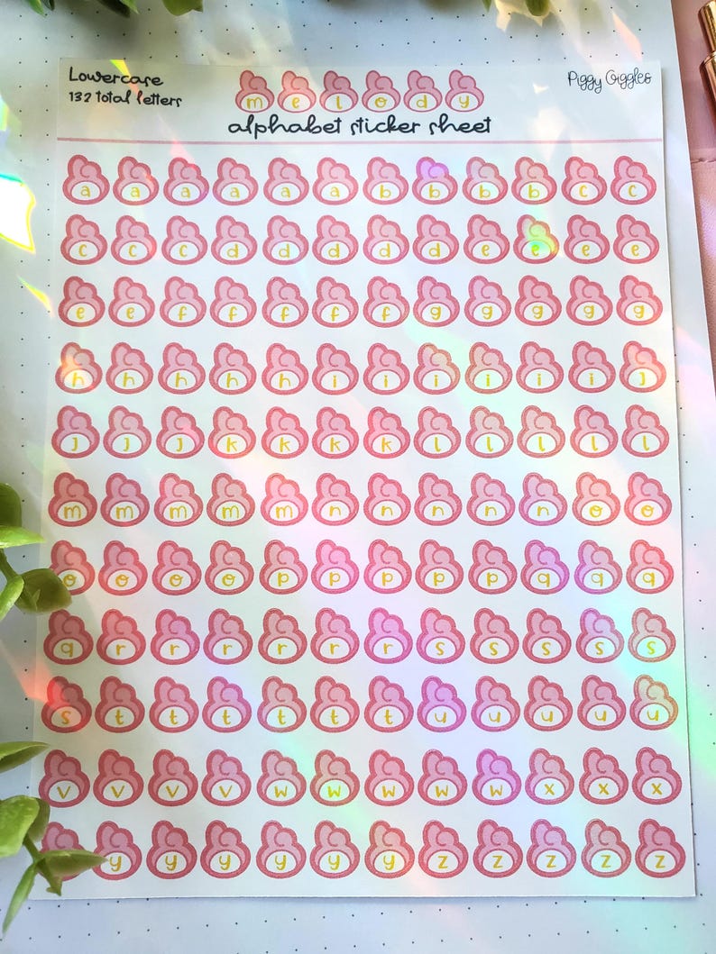 Sanrio Inspired Melody Alphabet Letters Sticker Sheet for Bujo Planner ...