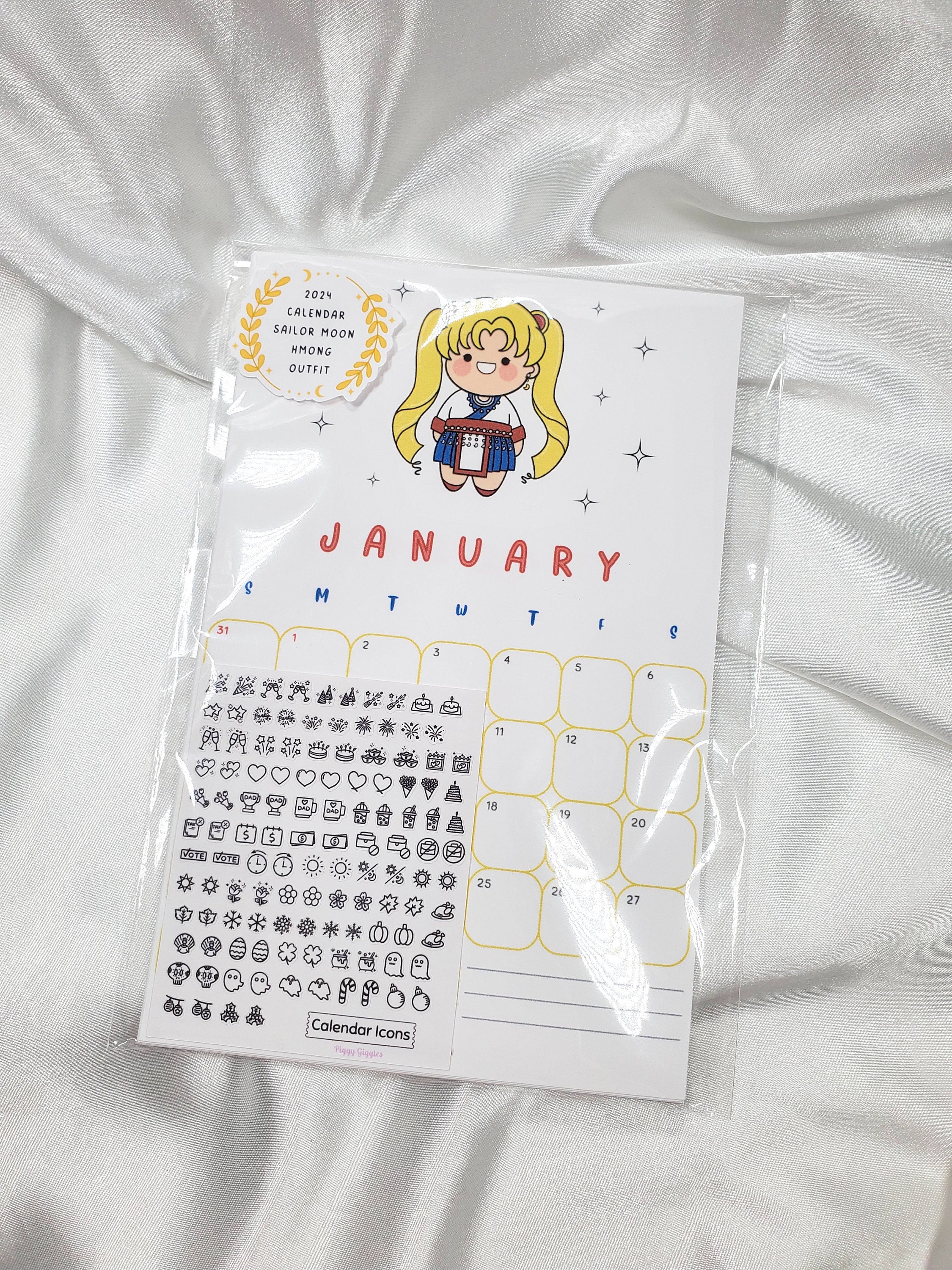 Cute 2024 Moon X Hmong Clothes Mini Desk Calendar - Etsy