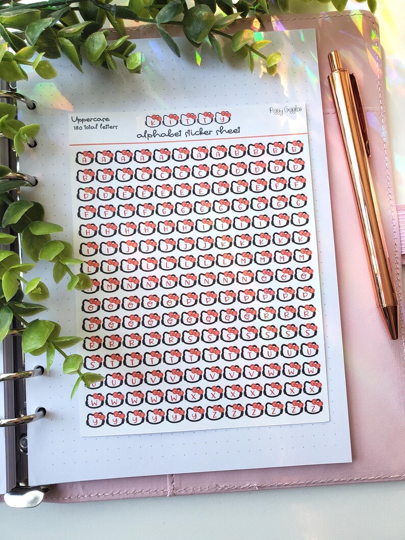 Sanrio Inspired Kitty Alphabet Letters Sticker Sheet for Bujo Planner ...