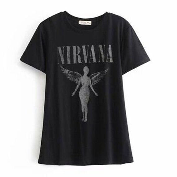 90's Black Nirvana Angel Utero Tour Concert Band Graphic 90's Black Nirvana Angel Utero Tour Concert Band Graphic