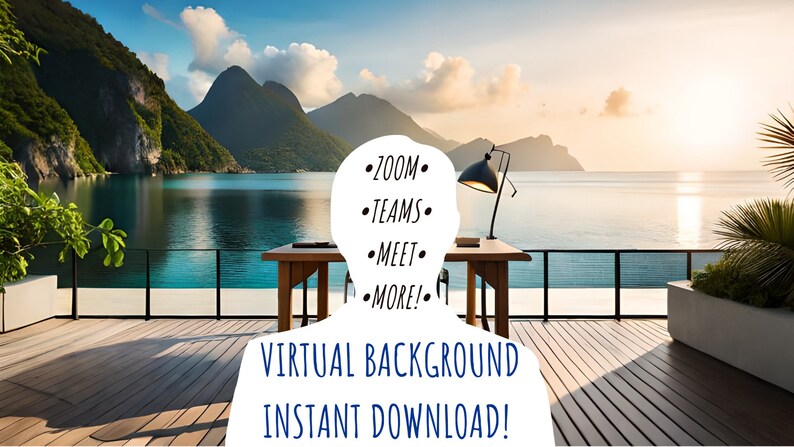 Beach Background for Zoom, Beach Office Background, Tropical Virtual ...