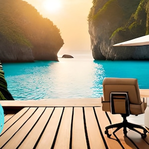 Beach Office Backgrounds Pack, 5 Zoom Backgrounds, Tropical Virtual ...