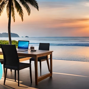 Tropical Virtual Background, Zoom Background, Beach Office Background ...
