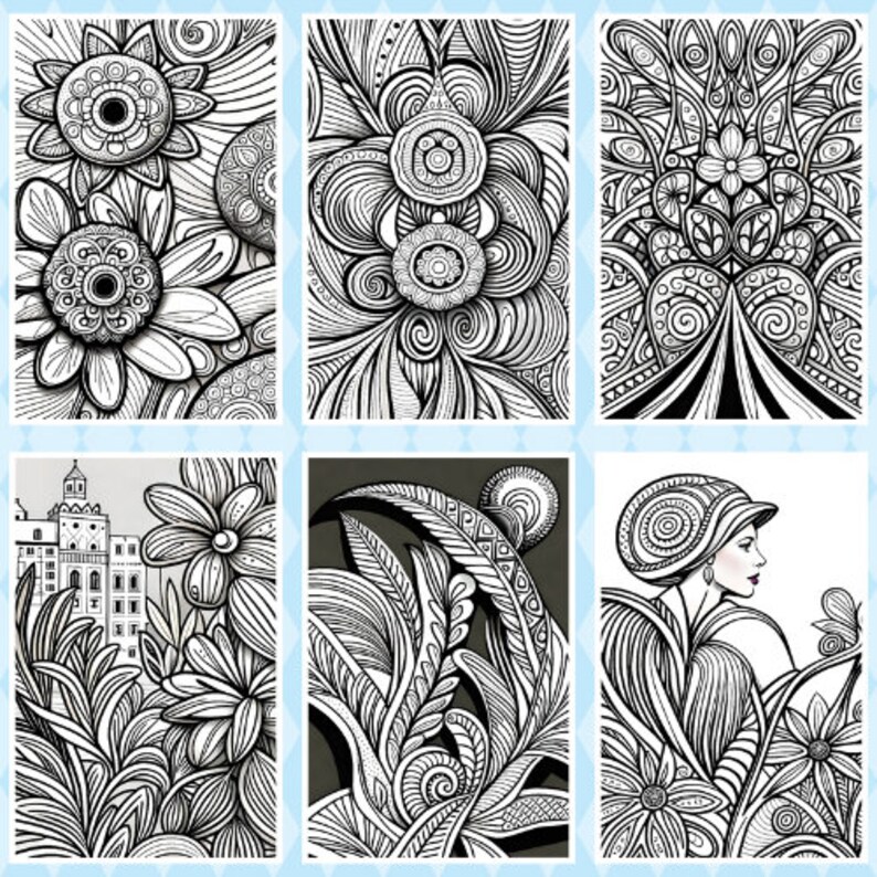 Buy Printable Coloring Pages, Floral Coloring Book, Adult Coloring Book ...