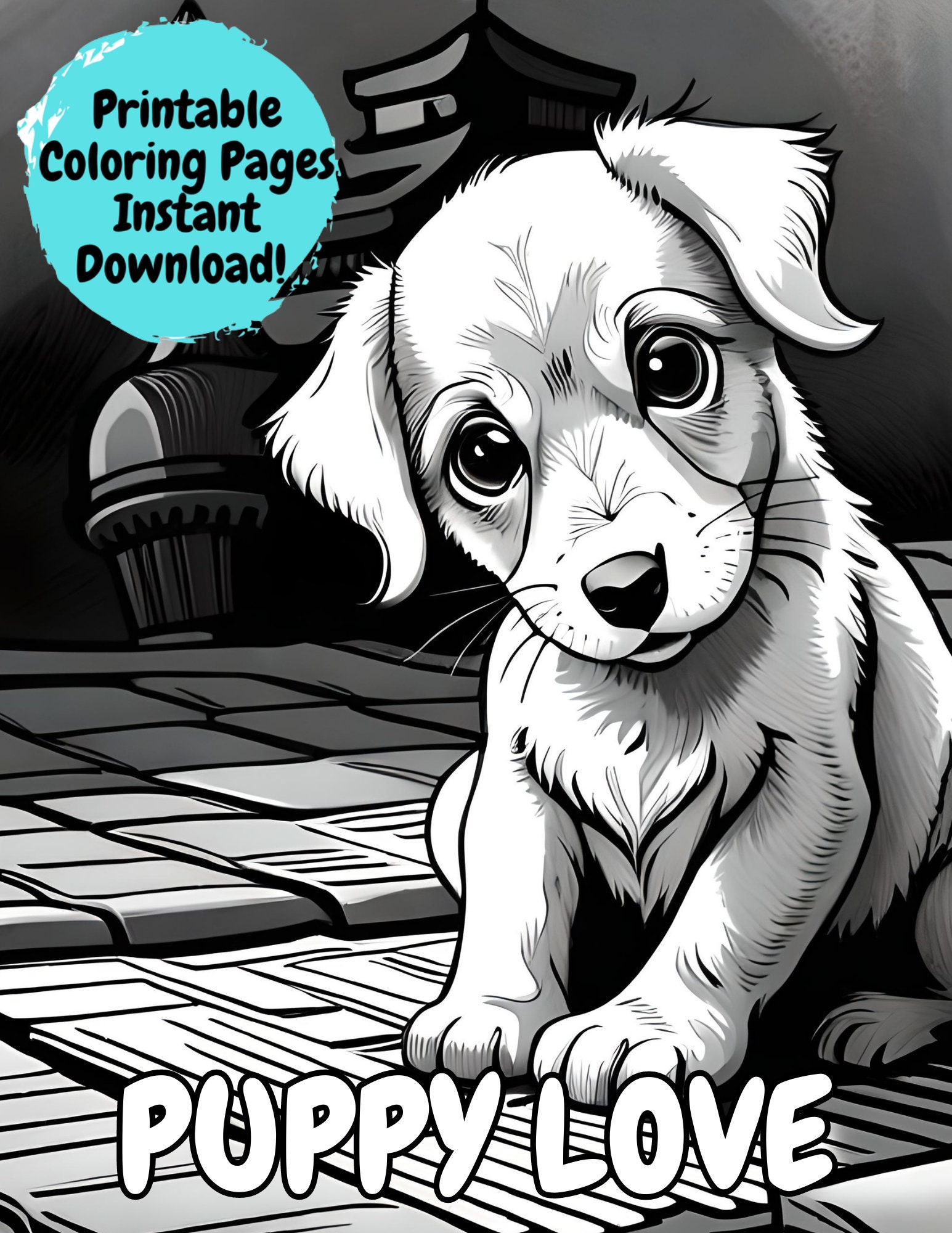 Puppy Coloring Book, Printable Coloring Pages, Dog Coloring Book, Kids ...
