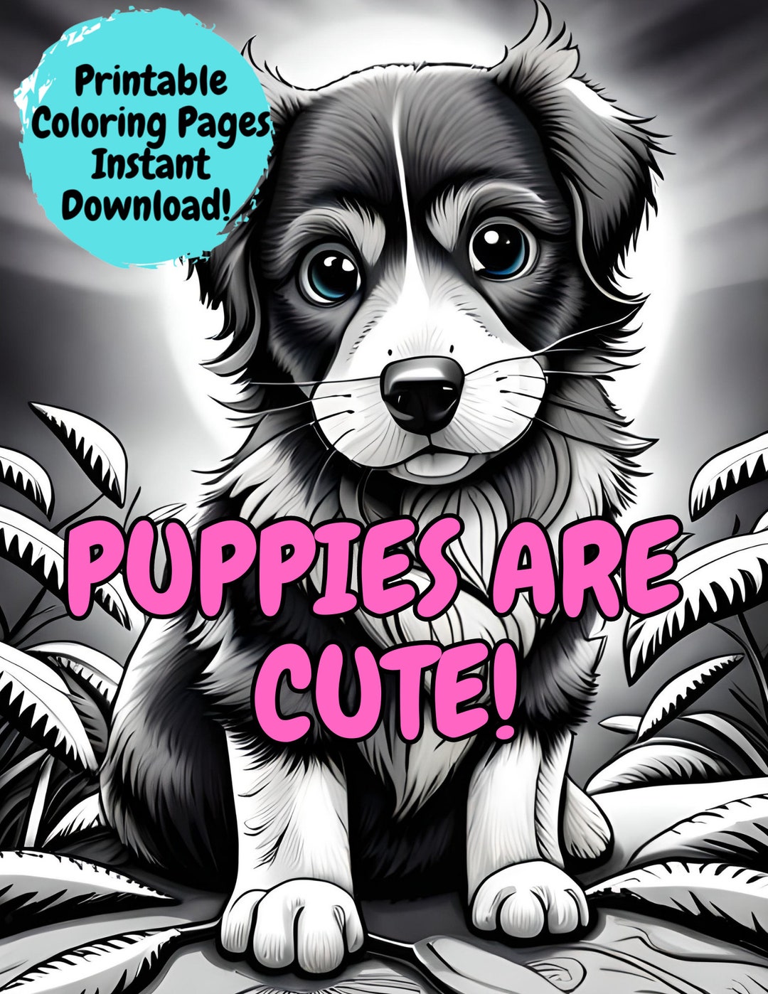 Puppy Coloring Book, Printable Coloring Pages, Dog Coloring Book, Kids ...