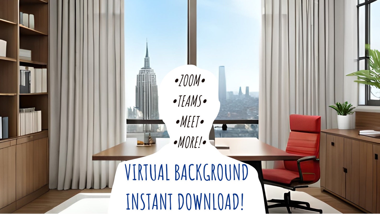 Virtual Background for Zoom, Home Office Background, Minimalist Virtual ...