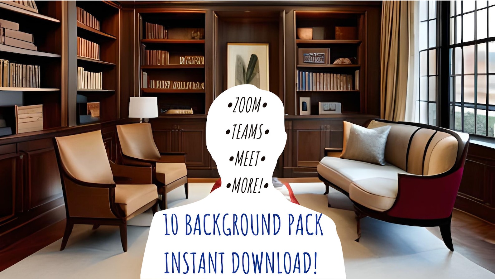 Professional Home Office Background 10 Pack, Virtual Office Background ...