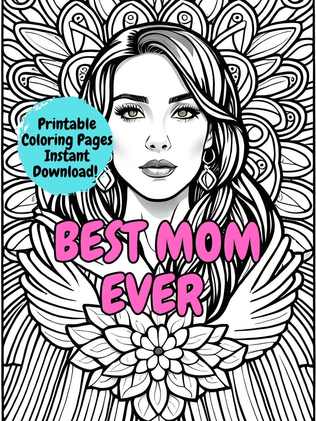 Coloring Book for Mom, Printable Coloring Pages, Mother's Day Coloring ...