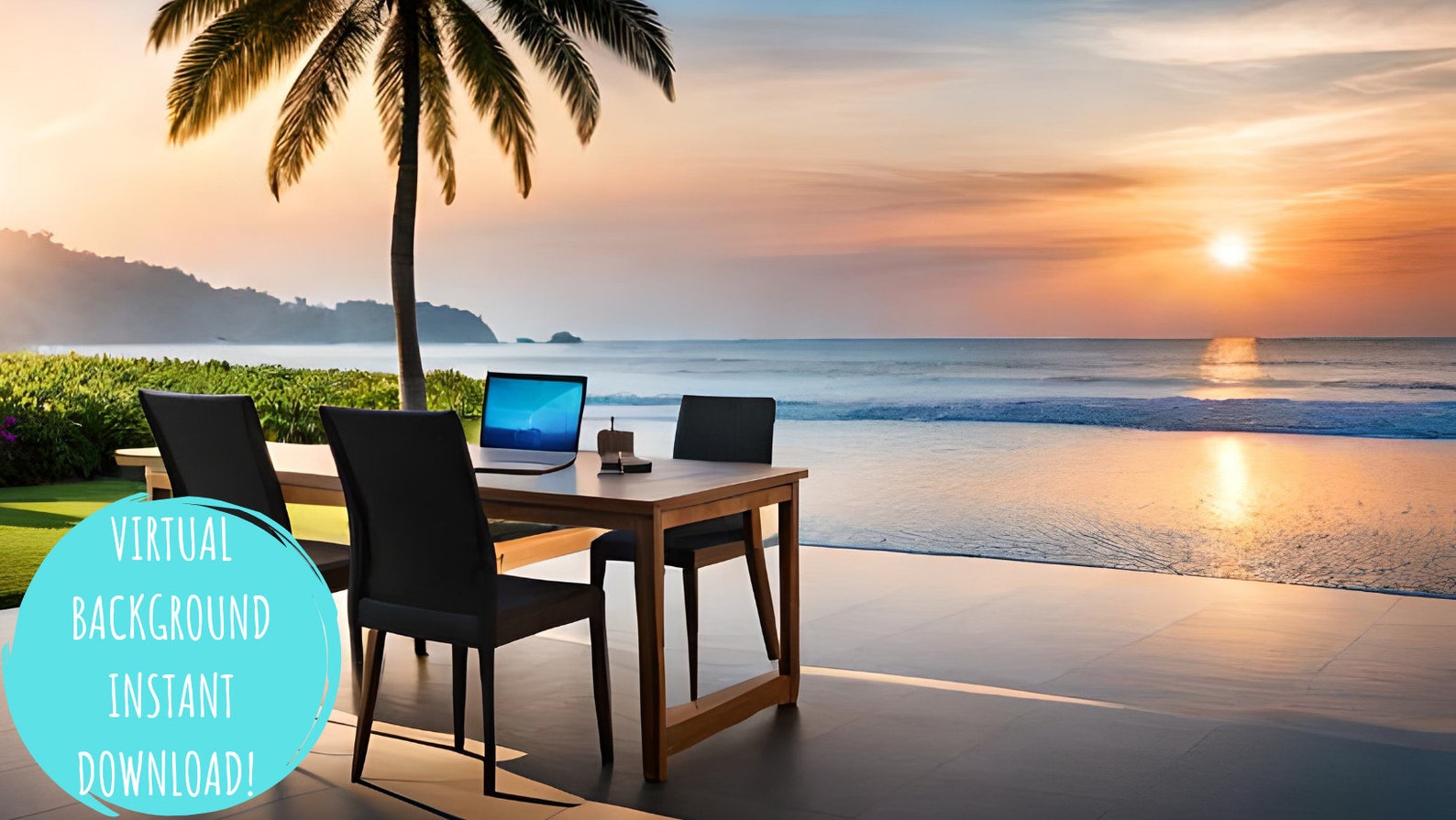 Tropical Virtual Background, Zoom Background, Beach Office Background ...