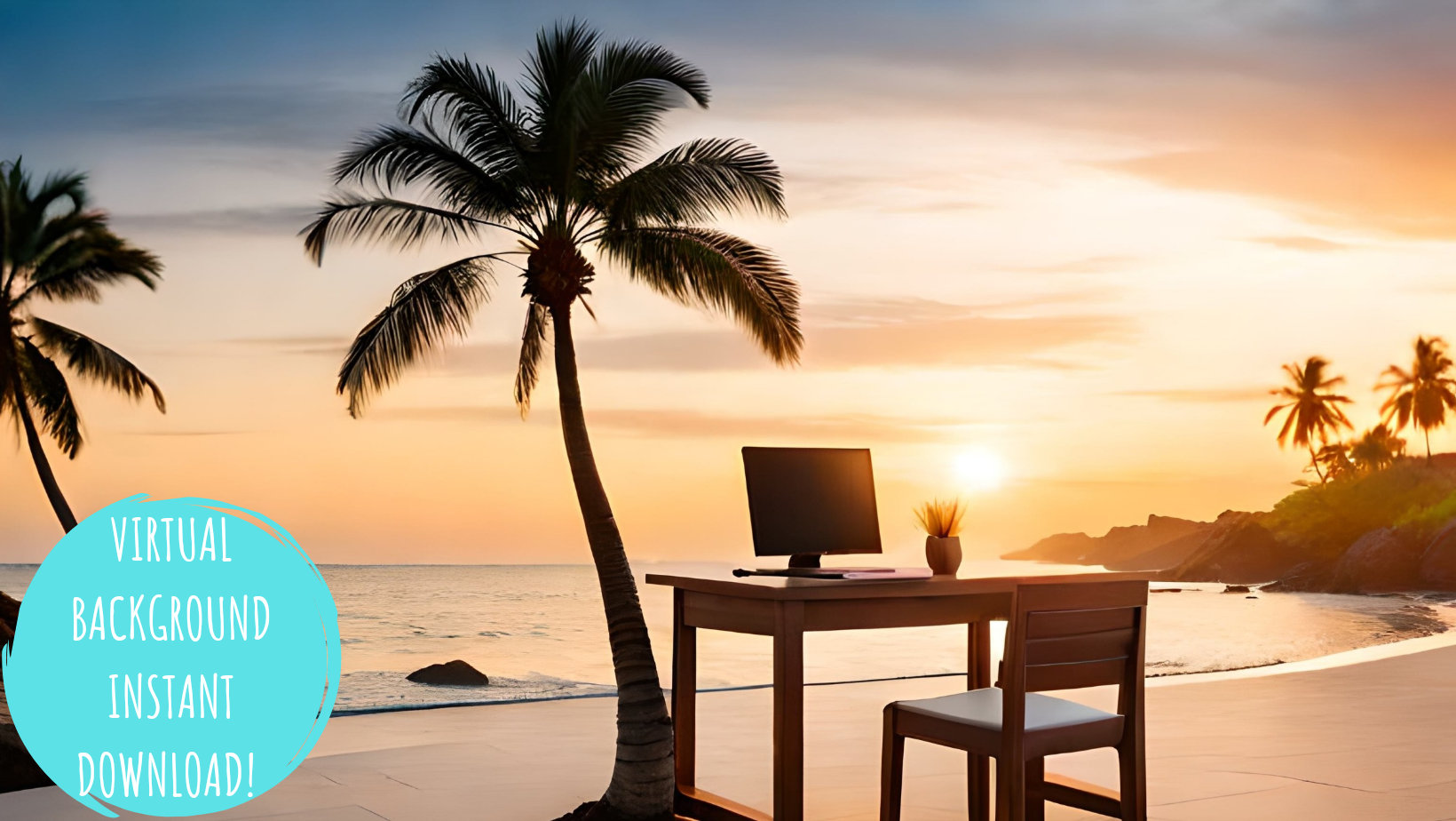 Downloadable Tropical Background, Beach Office Background, Tropical ...