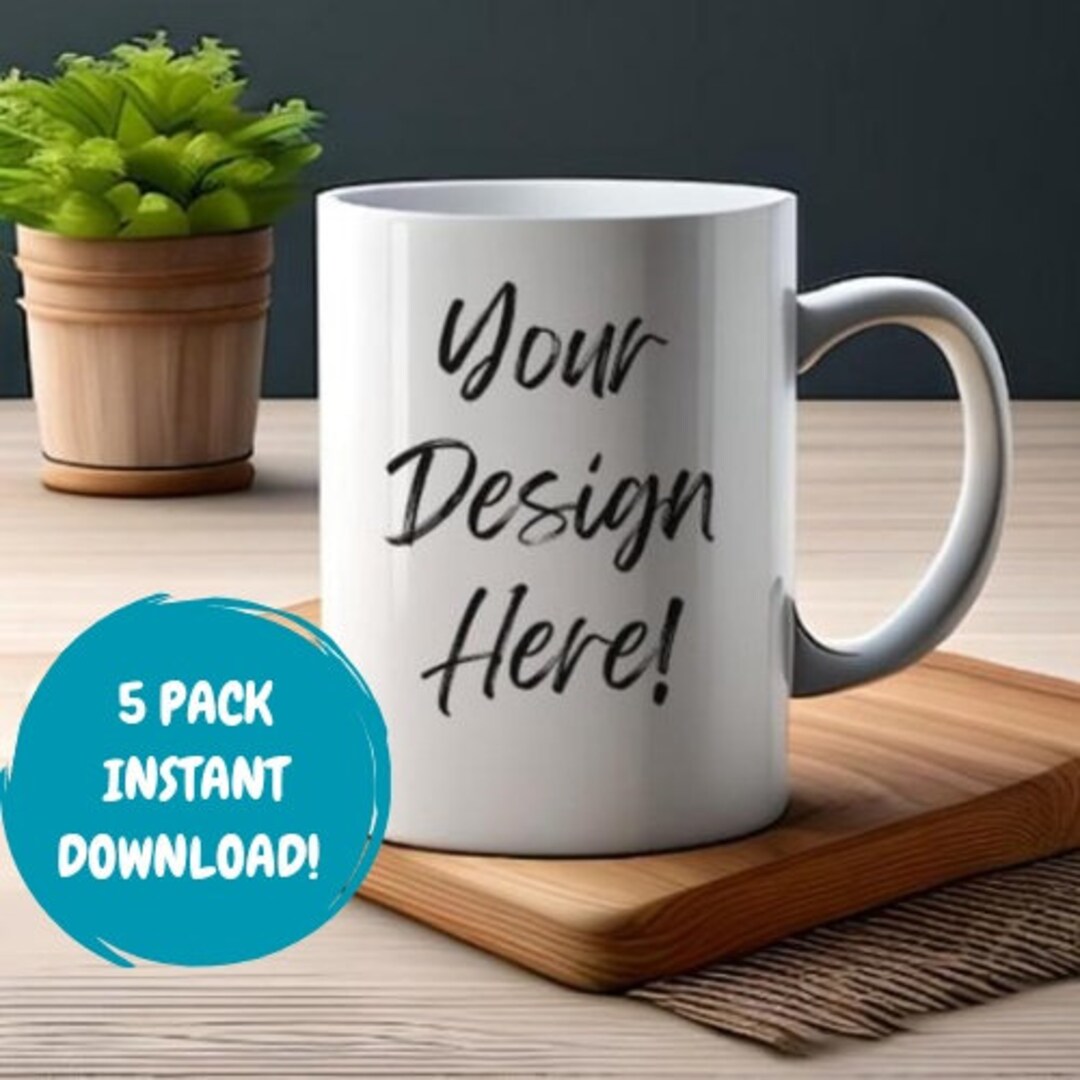 Mug Mockup Pack, Set of 5 Mug Mockups, Blank White Mug Mock Up, Blank ...