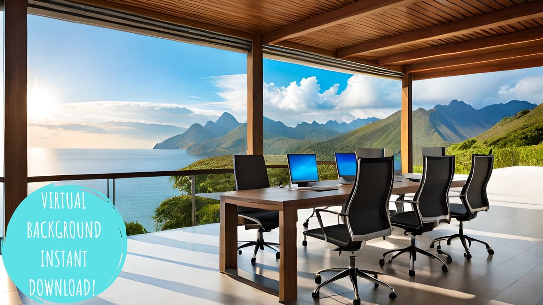 Outdoor Office Zoom Background, Beach Office Background, Tropical ...
