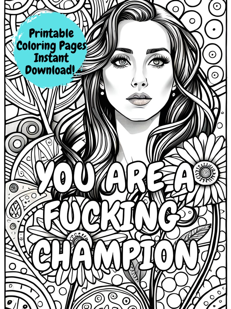 Adult Coloring Book, Printable Coloring Pages, Positive Affirmation ...