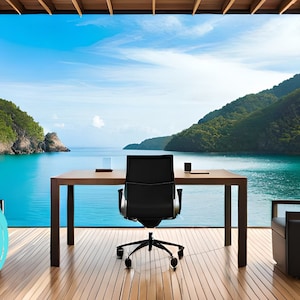 Virtual Beach Background Download, Beach Office Background, Tropical ...