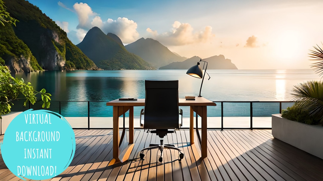 Beach Background for Zoom, Beach Office Background, Tropical Virtual ...