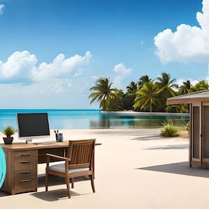 Tropical Office Backgrounds Pack, 5 Tropical Beach Virtual Background ...