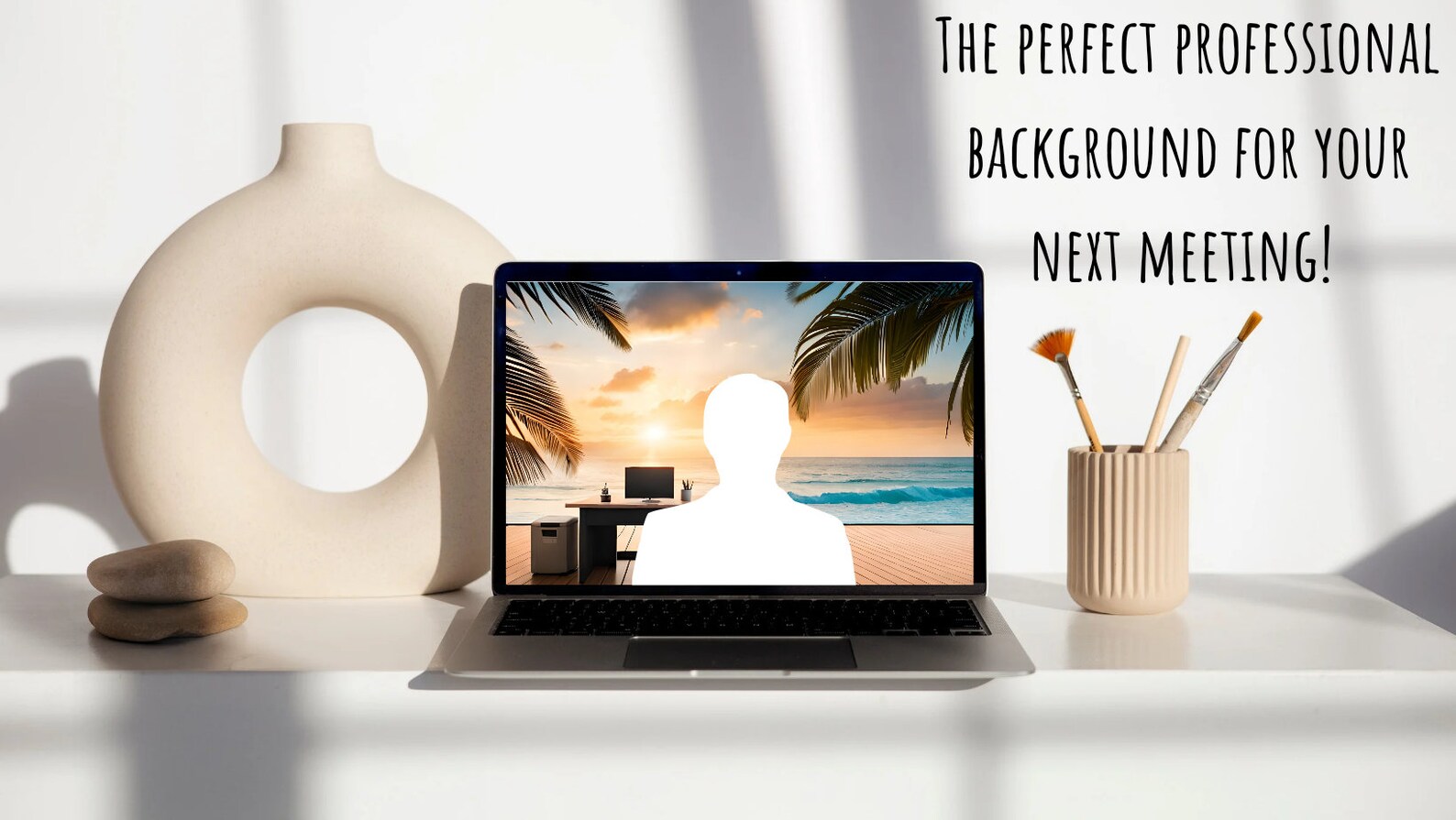 Tropical Office Zoom Background, Beach Office Background, Tropical ...
