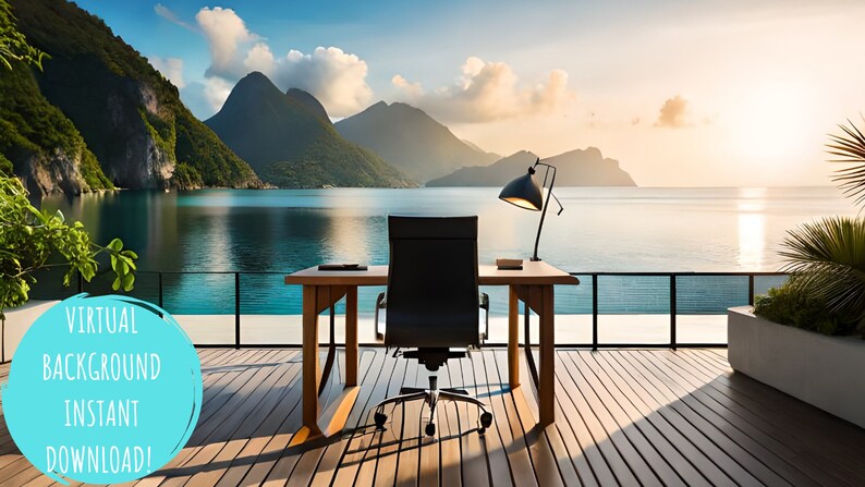 Beach Background for Zoom, Beach Office Background, Tropical Virtual ...