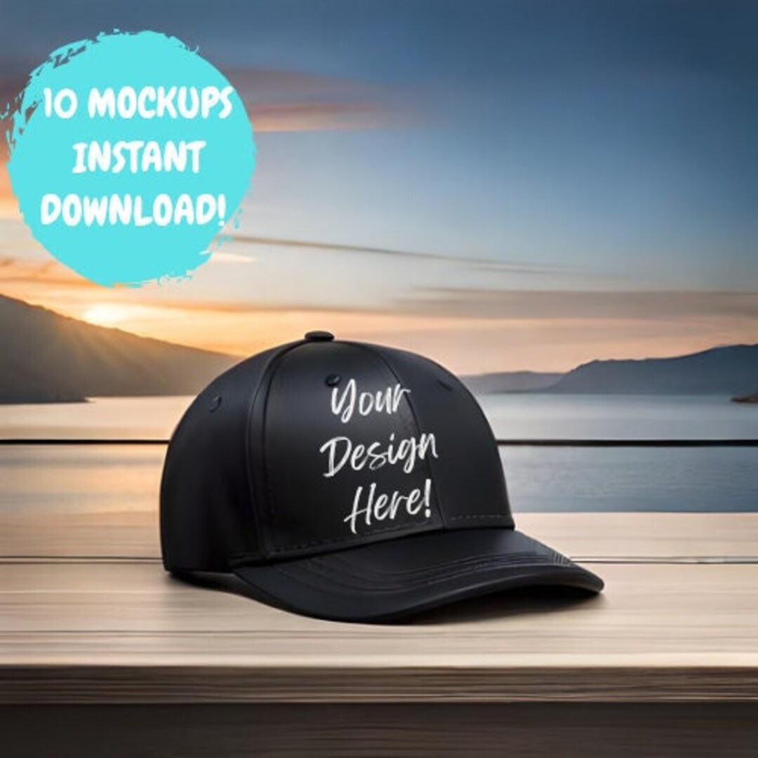 Baseball Cap Mockups, Baseball Hat Mockup, Mock up Set, 10 Black Hat ...