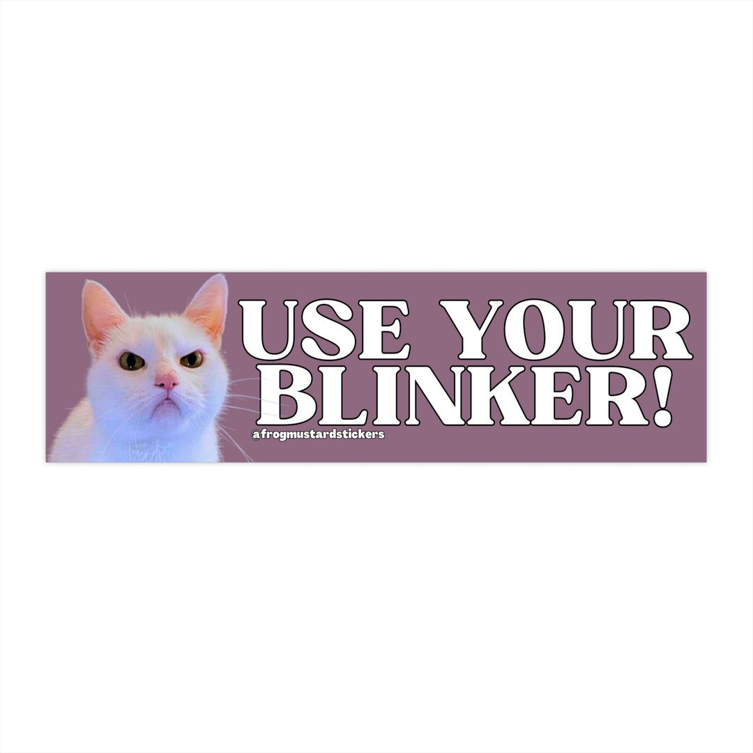 Use Your Blinker! Angry Cat | 8.5" X 2.5" | Water Bottle Sticker | Gen ...