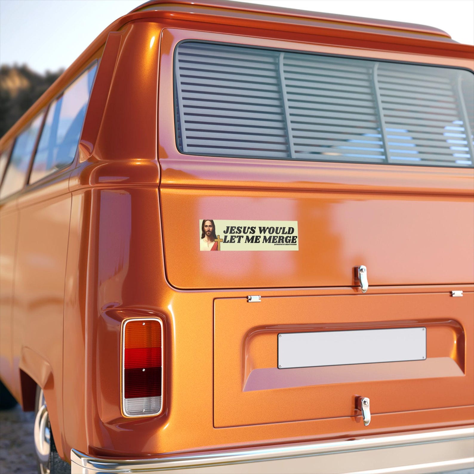 Jesus Would Let Me Merge Bumper Sticker or Magnet - Funny Religious Car ...