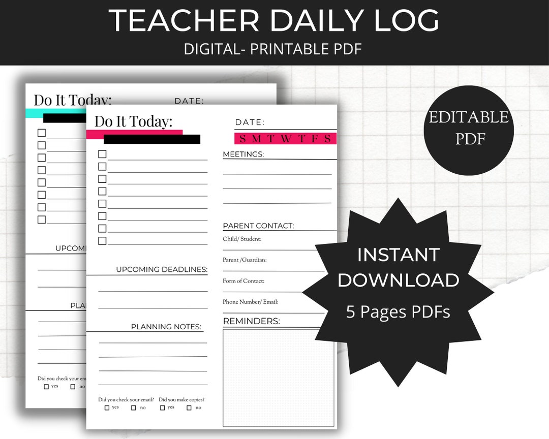Teacher Daily Planner Template - Etsy