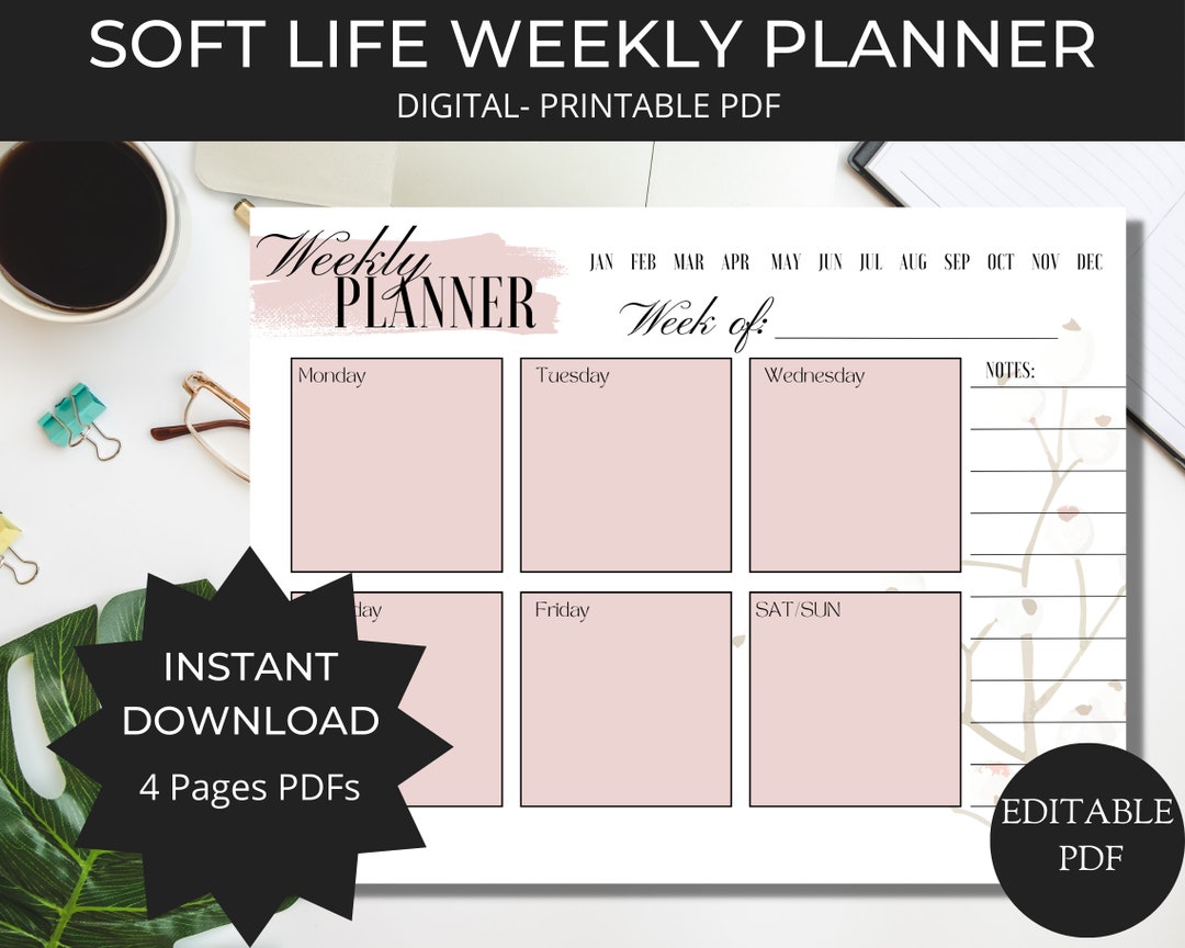 Soft Girl Weekly Planner, GOODNOTES Digital Planner, Aesthetic Weekly ...