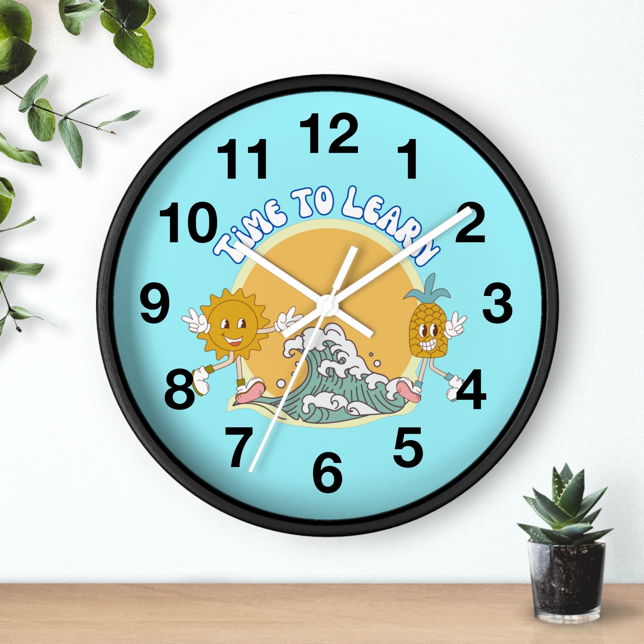 Clock for Classroom Decor Clock Retro Beach Flower Clock Groovy ...