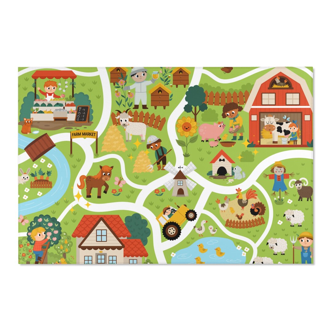 Farm Play Rug for Kids Room Area Rug for Children Farm Area Carpet ...