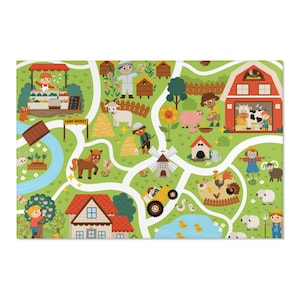 Farm Play Rug for Kids Room Area Rug for Children Farm Area Carpet ...