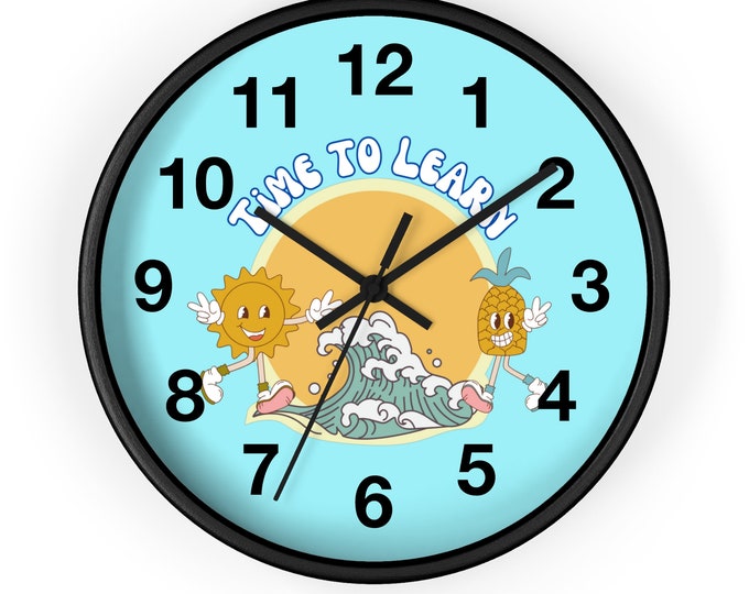 Clock for Classroom Decor Clock Retro Beach Flower Clock Groovy ...