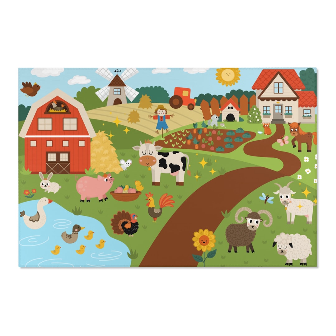 Farm Play Rug for Kids Room Area Rug for Children Farm Area Carpet ...