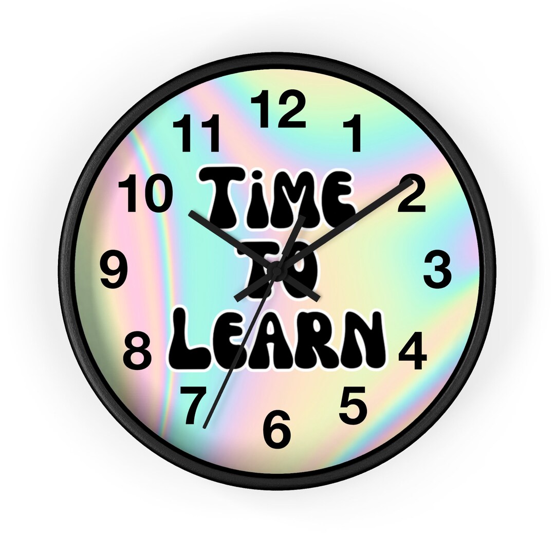 Clock for Classroom Decor Clock Retro Pastel Blue Pink Clock Groovy ...