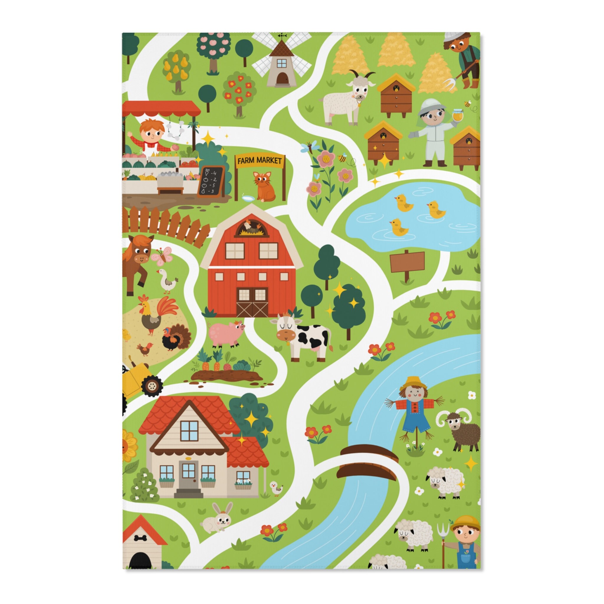 Farm Play Rug for Kids Room Area Rug for Children Farm Area Carpet ...
