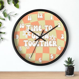 Clock for Classroom Decor Clock Retro Flower Clock Groovy Classroom ...