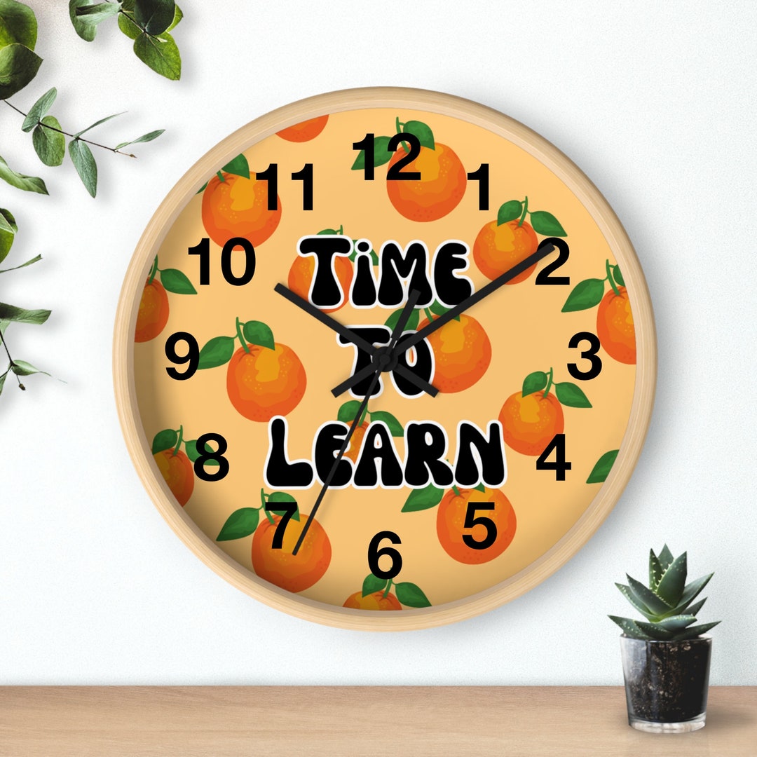 Clock for Classroom Decor Clock Retro Orange Clock Groovy Fruit ...