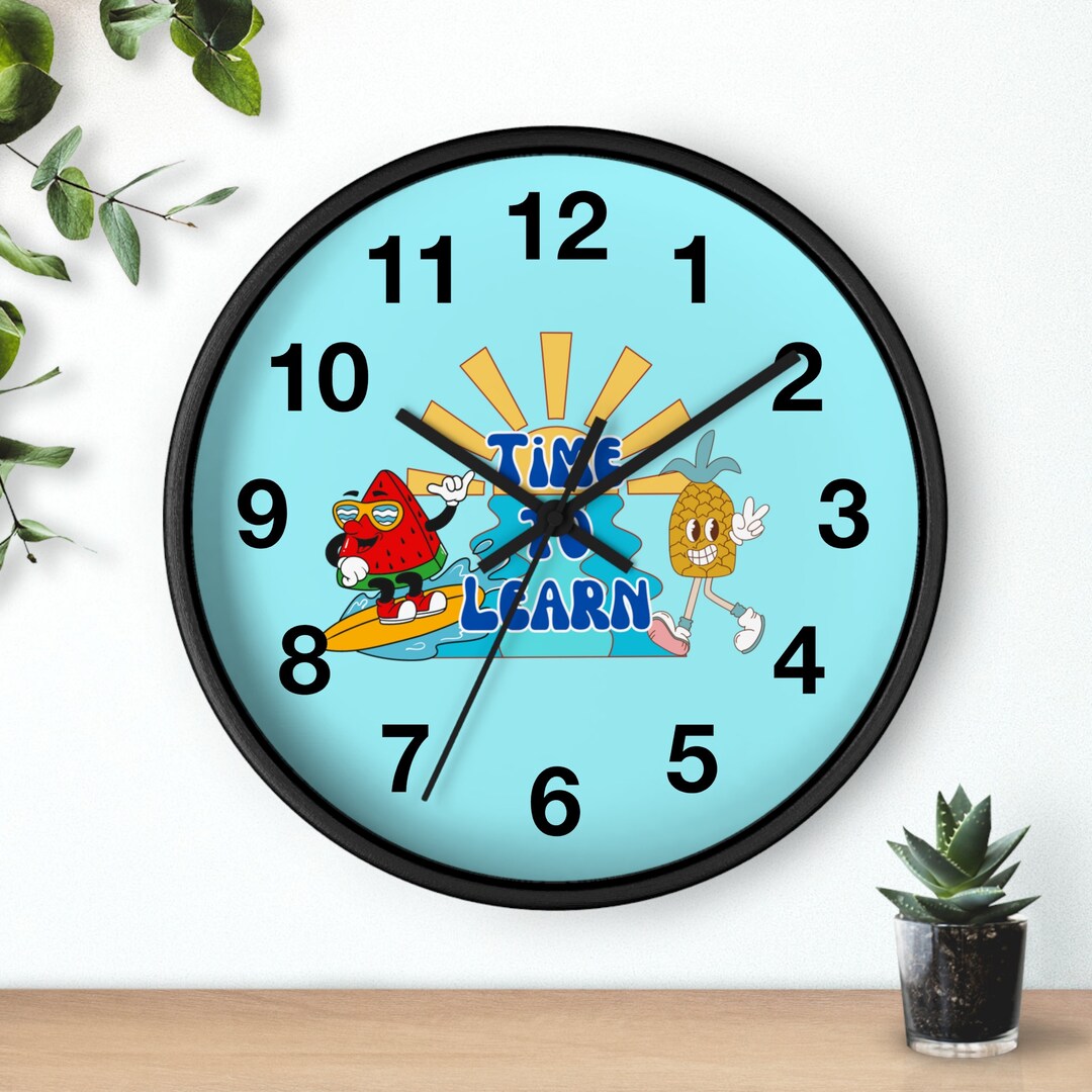 Clock for Classroom Decor Clock Retro Beach Flower Clock Groovy ...