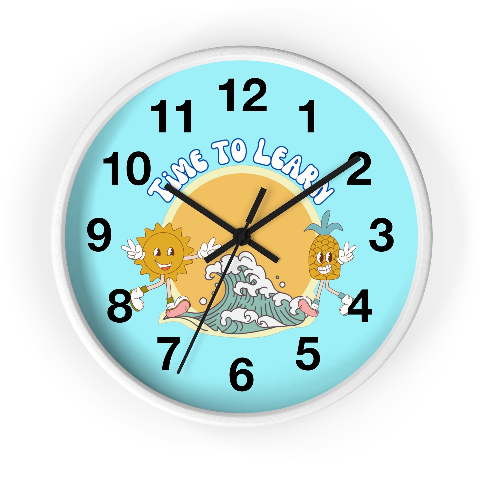 Clock for Classroom Decor Clock Retro Beach Flower Clock Groovy ...