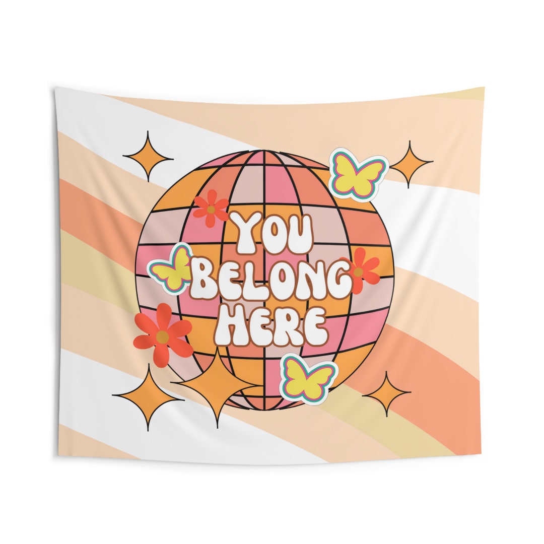 Retro Classroom Decor Pink Indoor Wall Tapestry Uplifting Pink ...