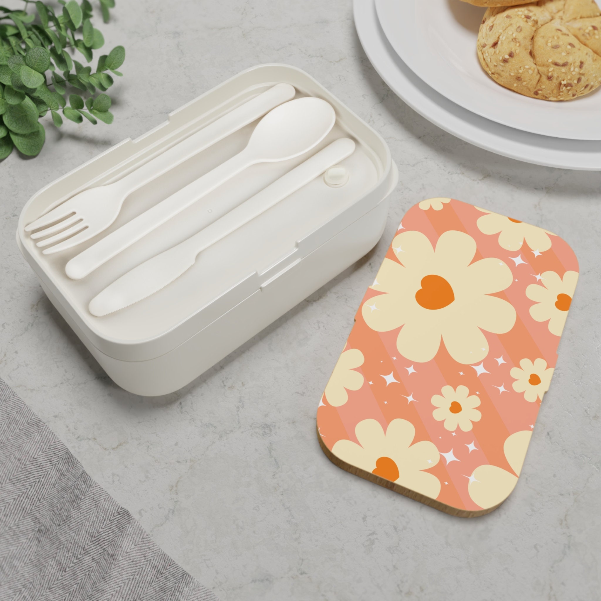 Retro Flower Bento Lunch Box Groovy Lunchbox 70's Aesthetic Bento Style ...